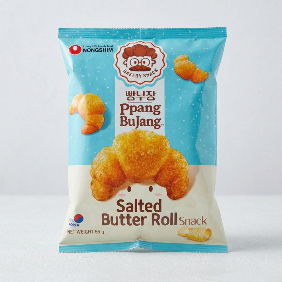 농심 빵부장 소금빵 55G(NS Salted Butter Roll Snack 55G) – HanGaWee